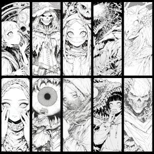 Anime Horror Coloring Book 77 Page Horror Fantasy Anime Coloring Pages ...