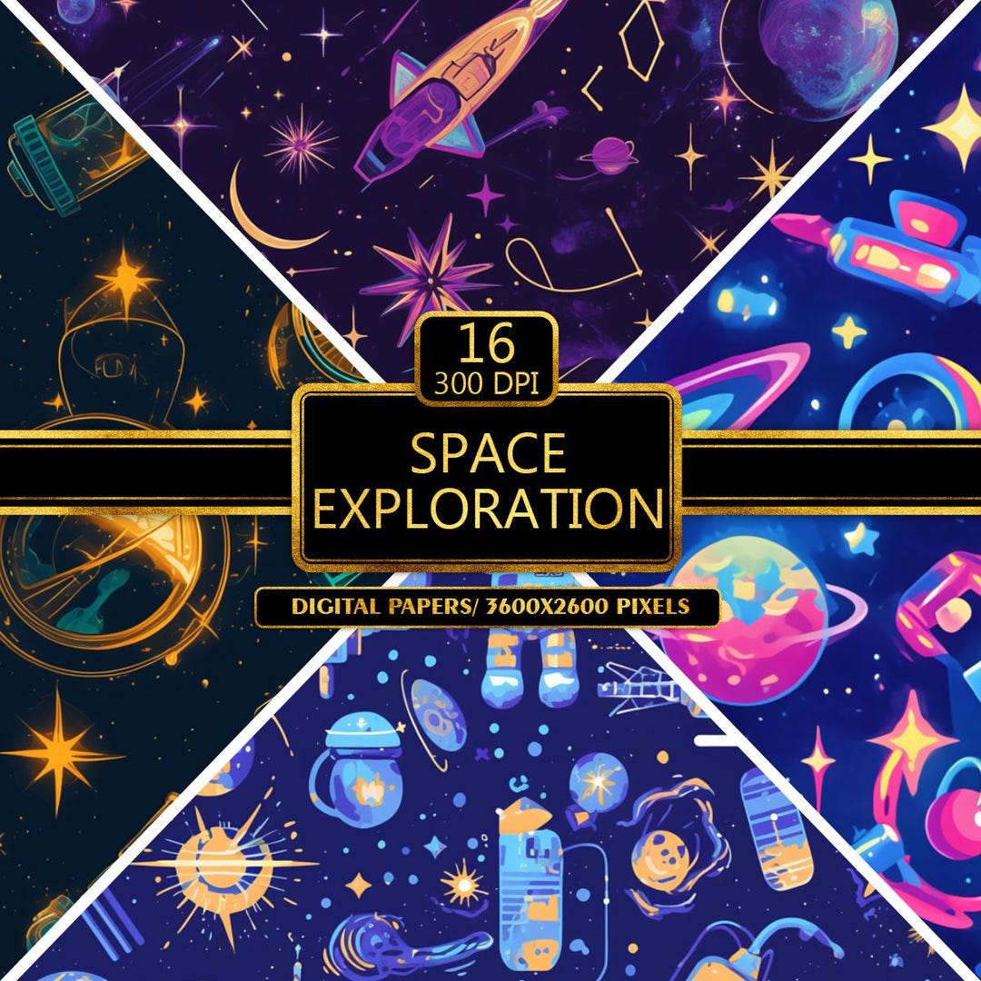 Space Adventures SEAMLESS Patterns - Space Digital Paper PNG - Commercial Use - Seamless Space ...