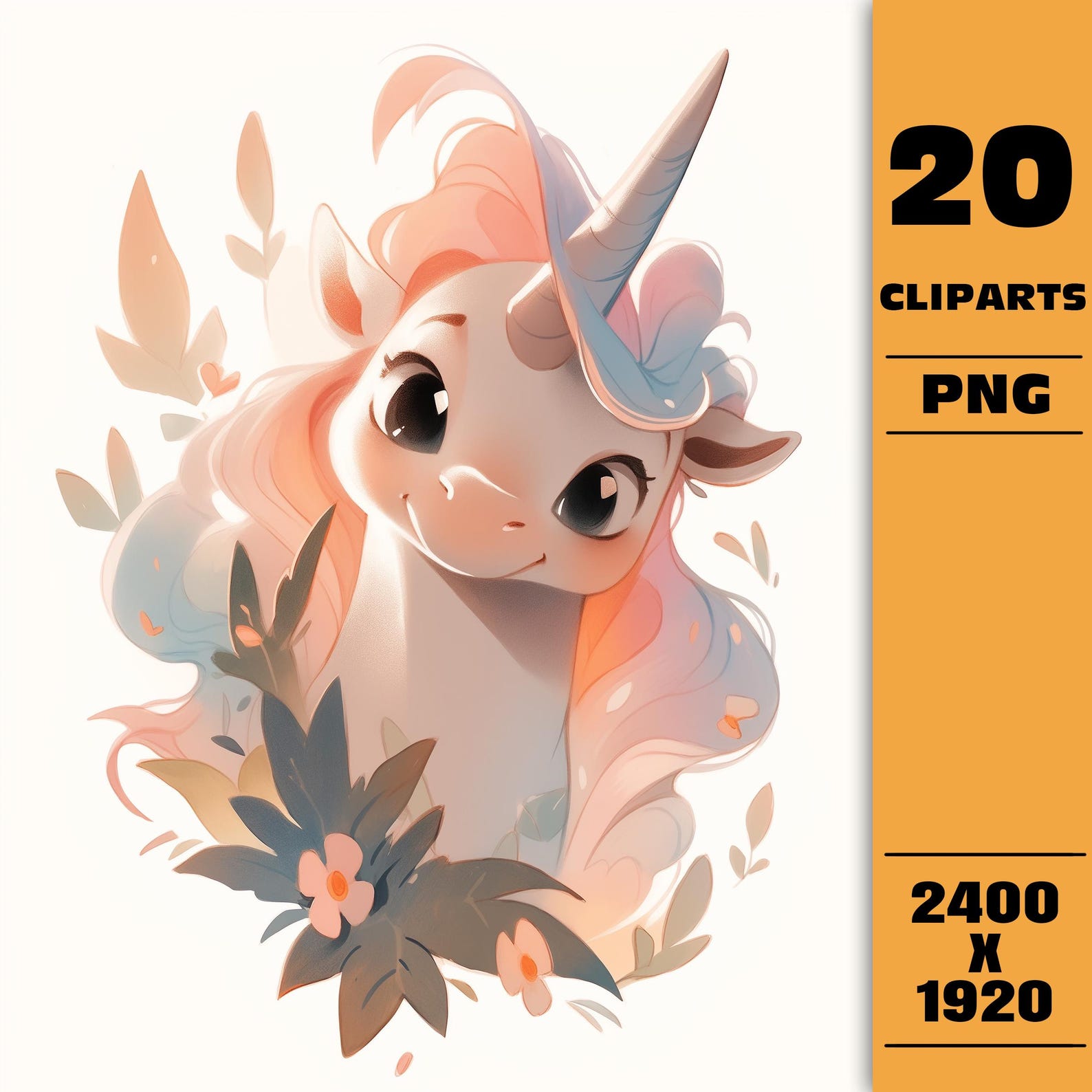 20 PNG Baby Unicorns Clipart Bundle, Magical Unicorn Graphics,cute ...