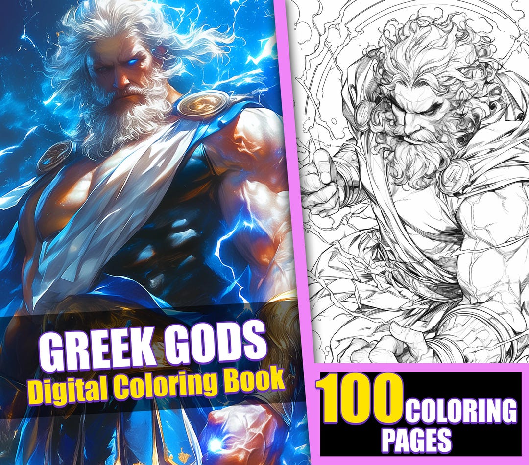 Greek Gods Coloring Book, 100 Page Epic Fantasy Illustrations ...