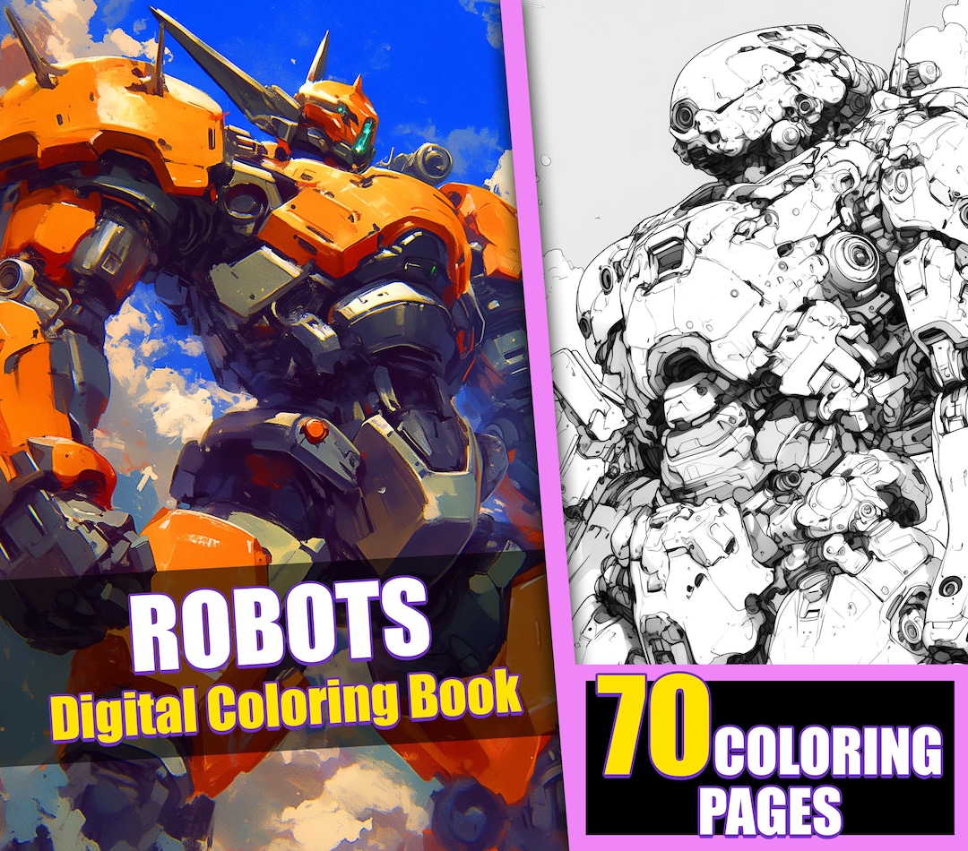 Anime Robot, Ninja Robots, Mechs, Coloring Book 70 Page Anime Manga ...