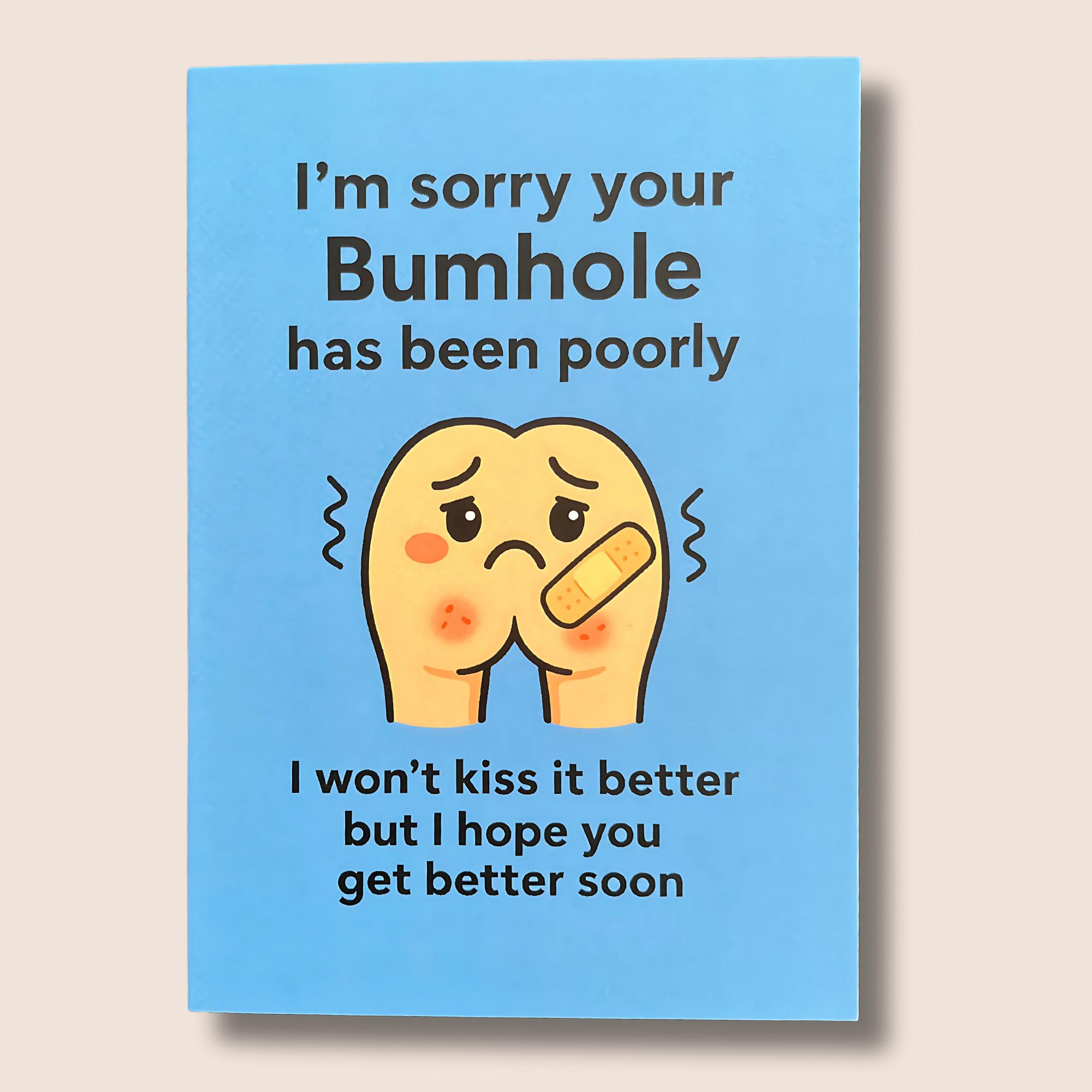 Funny Get Well Soon Card – Rude Bumhole Recovery Greeting, Cheeky ...