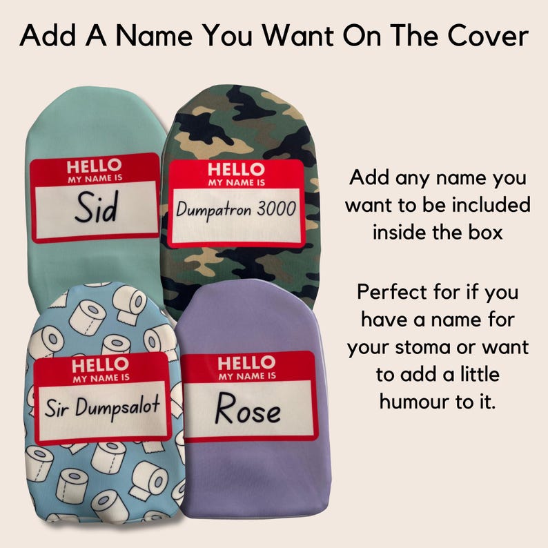 Custom Stoma Bag Cover – Personalised “hello My Name Is” Design | Funny ...
