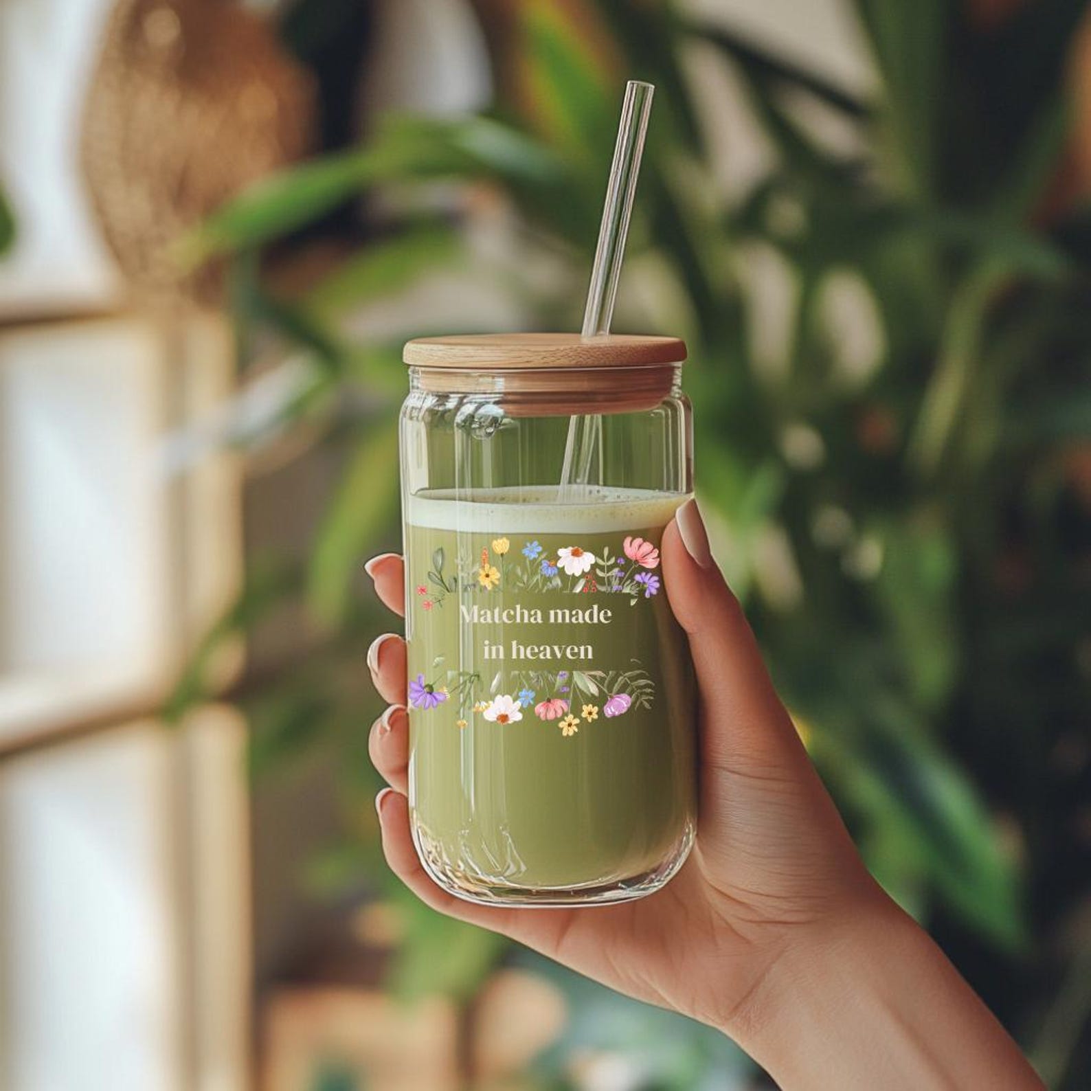 Matcha Glass, Sipper Glass, Matcha Made in Heaven, Gift for Matcha ...