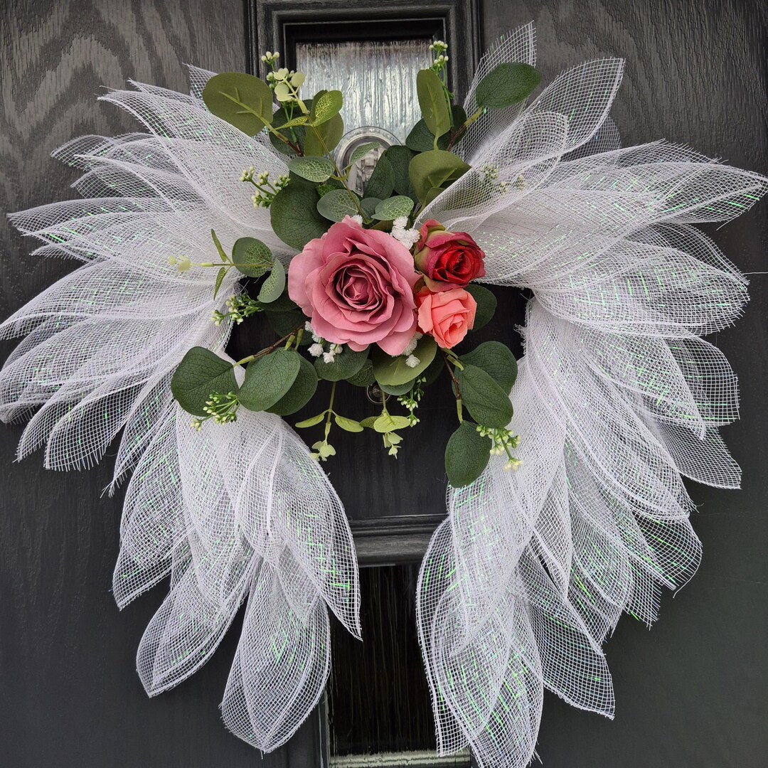 Heavenly Embrace Angel Wings Wreath | Memorial | Funeral Flowers - Etsy
