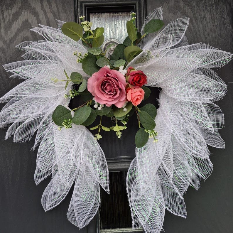 Heavenly Embrace Angel Wings Wreath | Memorial | Funeral Flowers - Etsy