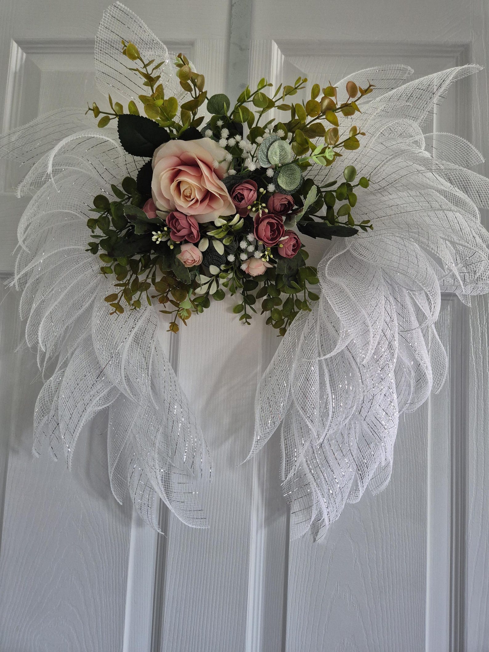 Heavenly Embrace Angel Wings Wreath | Memorial | Funeral Flowers - Etsy