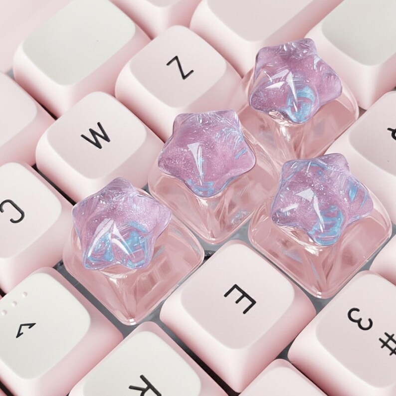 Star Resin Keycaps – 4-star Set for Mechanical Keyboards,pastel Kawaii ...
