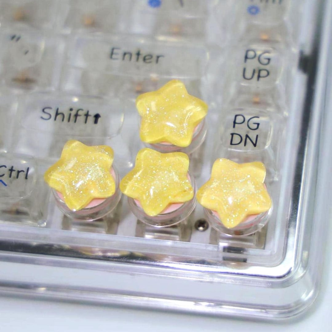 Star Resin Keycaps – 4-star Set for Mechanical Keyboards,pastel Kawaii ...