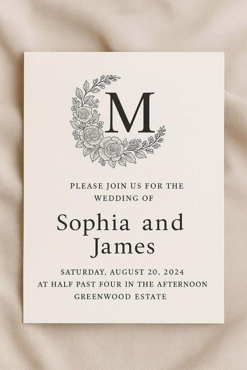 Elegant Letter M Monogram | Digital Download | Wedding Monogram ...