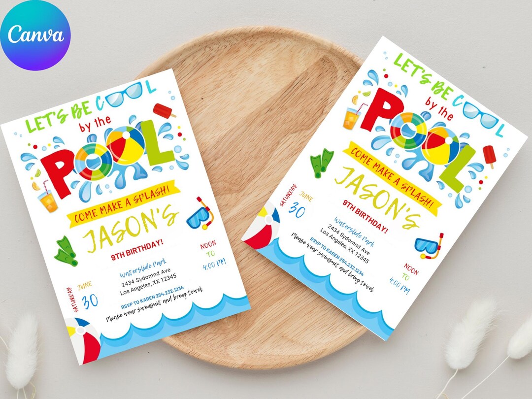 Pool Party Invitation Swim Party Invite Kids Swimming Party Editable ...