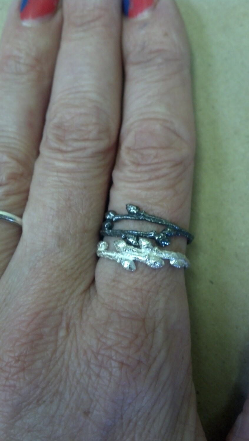 Intertwined Wild Blueberry Branch Ring, Nature Cast Botanical Jewelry ...