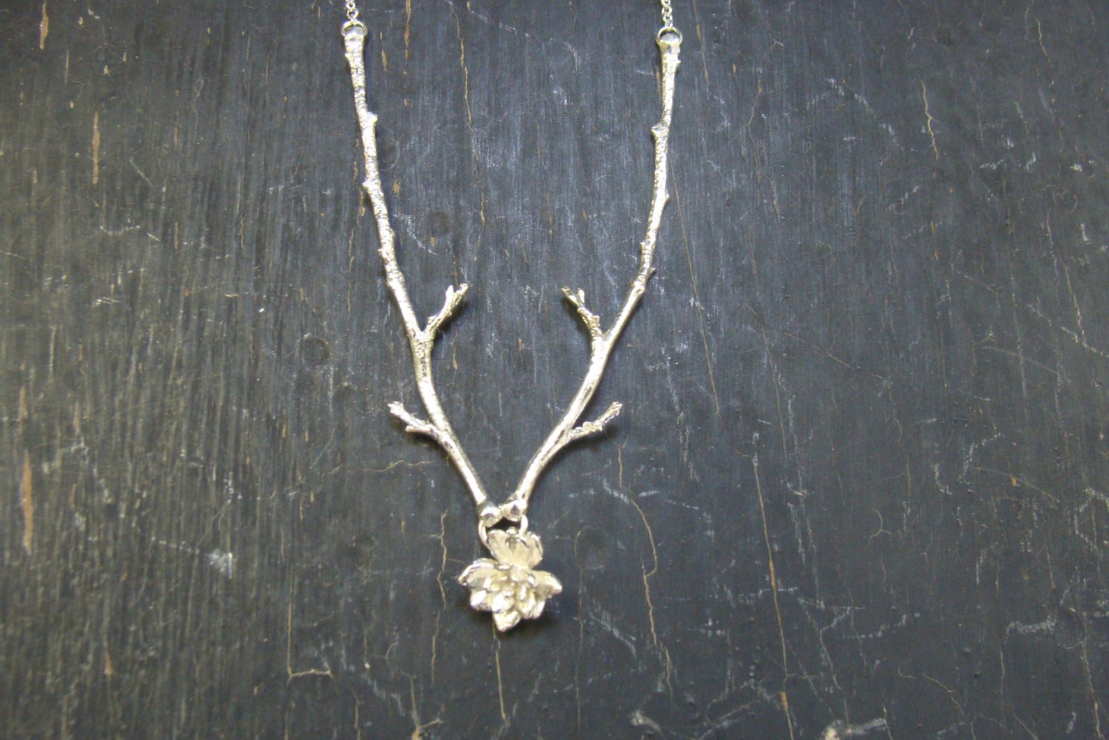 ON SALE Two Branches With Mini Flower Rosette Necklace - Etsy