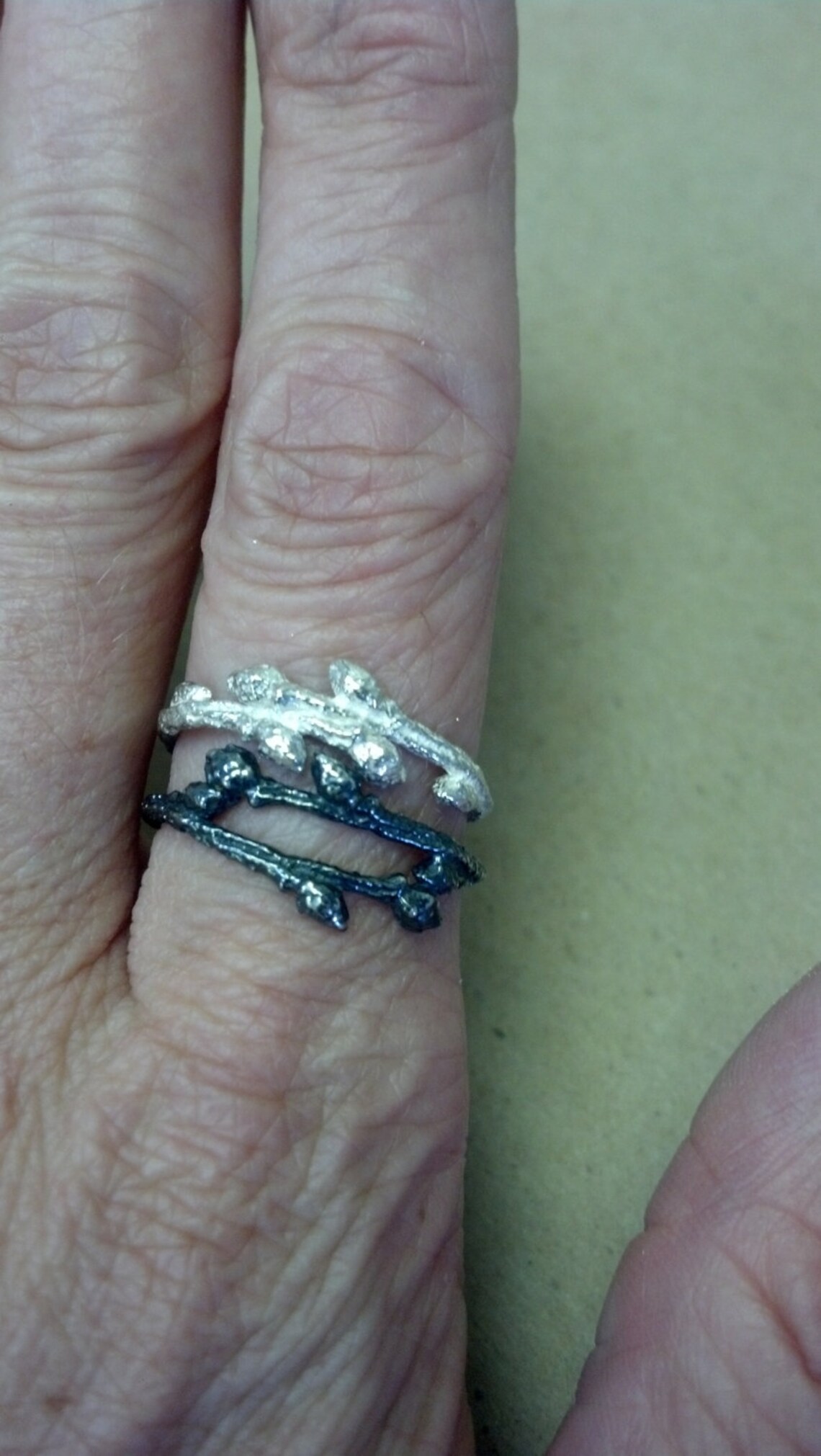 Intertwined Wild Blueberry Branch Ring, Nature Cast Botanical Jewelry ...