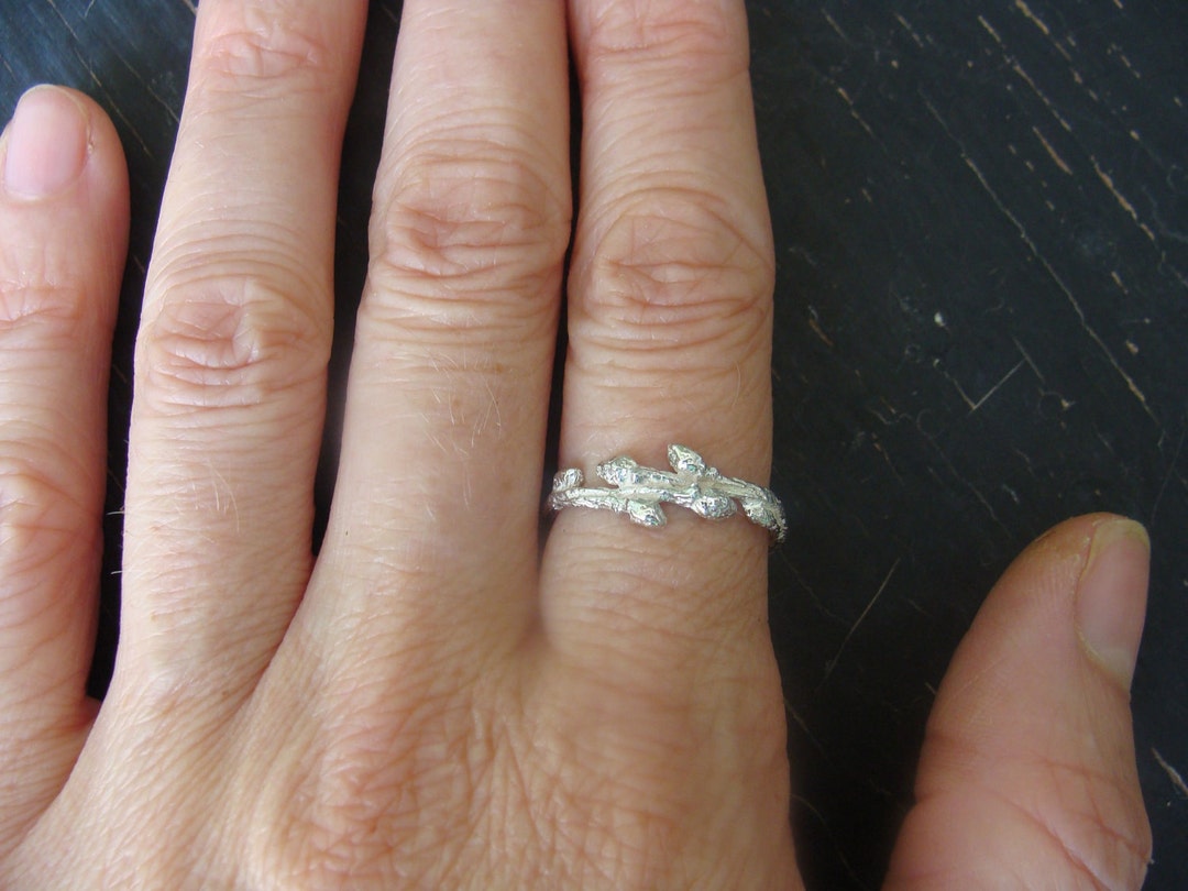 Intertwined Wild Blueberry Branch Ring, Nature Cast Botanical Jewelry ...