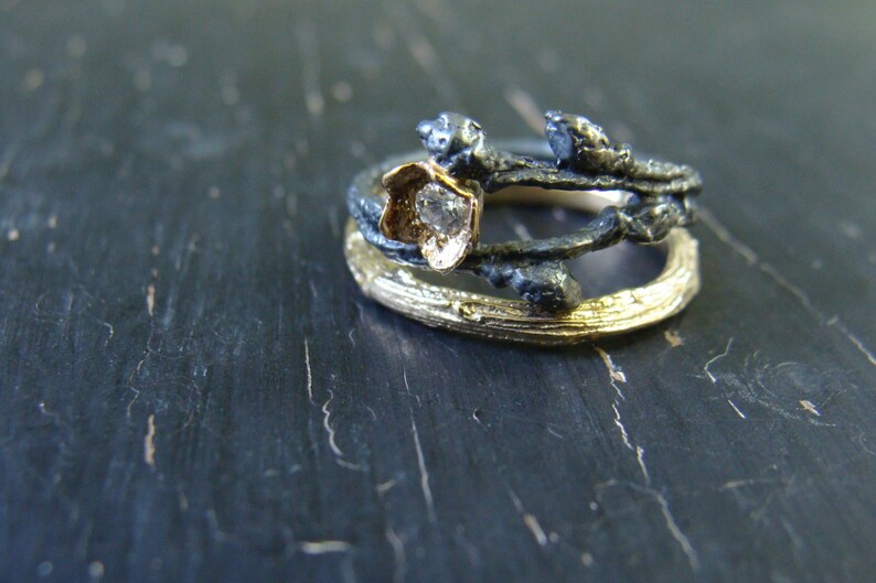 Sterling Wild Blueberry Branch and 14K Blueberry Bud Ring with | Etsy