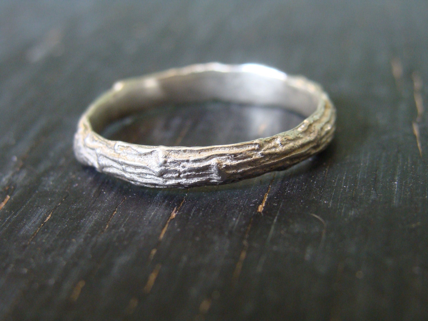 Small Pine Branch Ring Stackable Band Twig Engagement Ring | Etsy