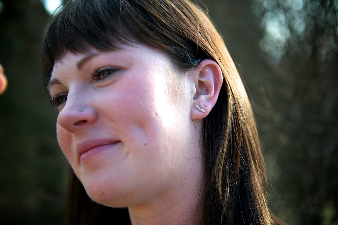 Sterling Silver Sprout Posts -- Nature Cast Earrings -- Natural Organic ...