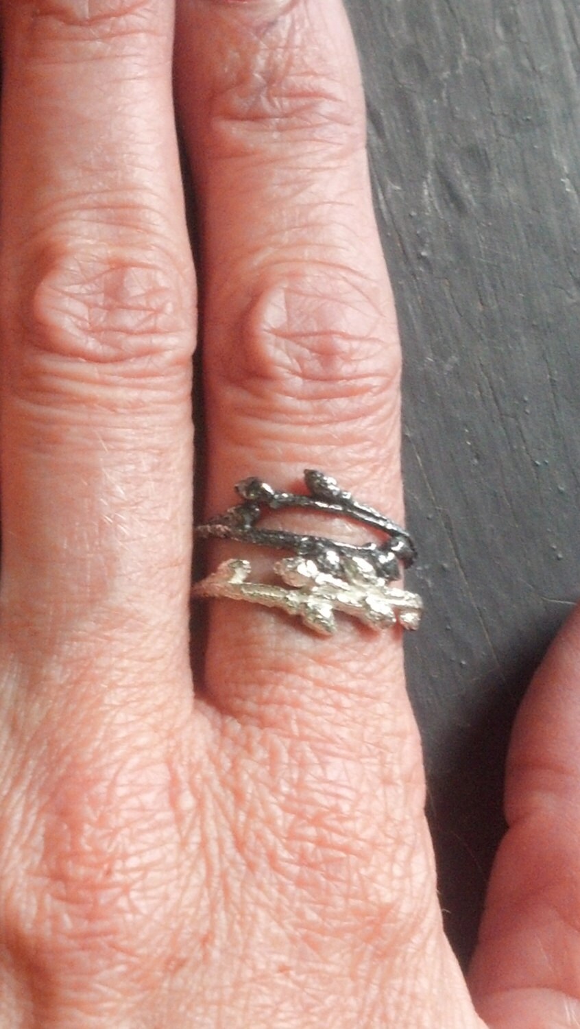 Intertwined Wild Blueberry Branch Ring, Nature Cast Botanical Jewelry ...