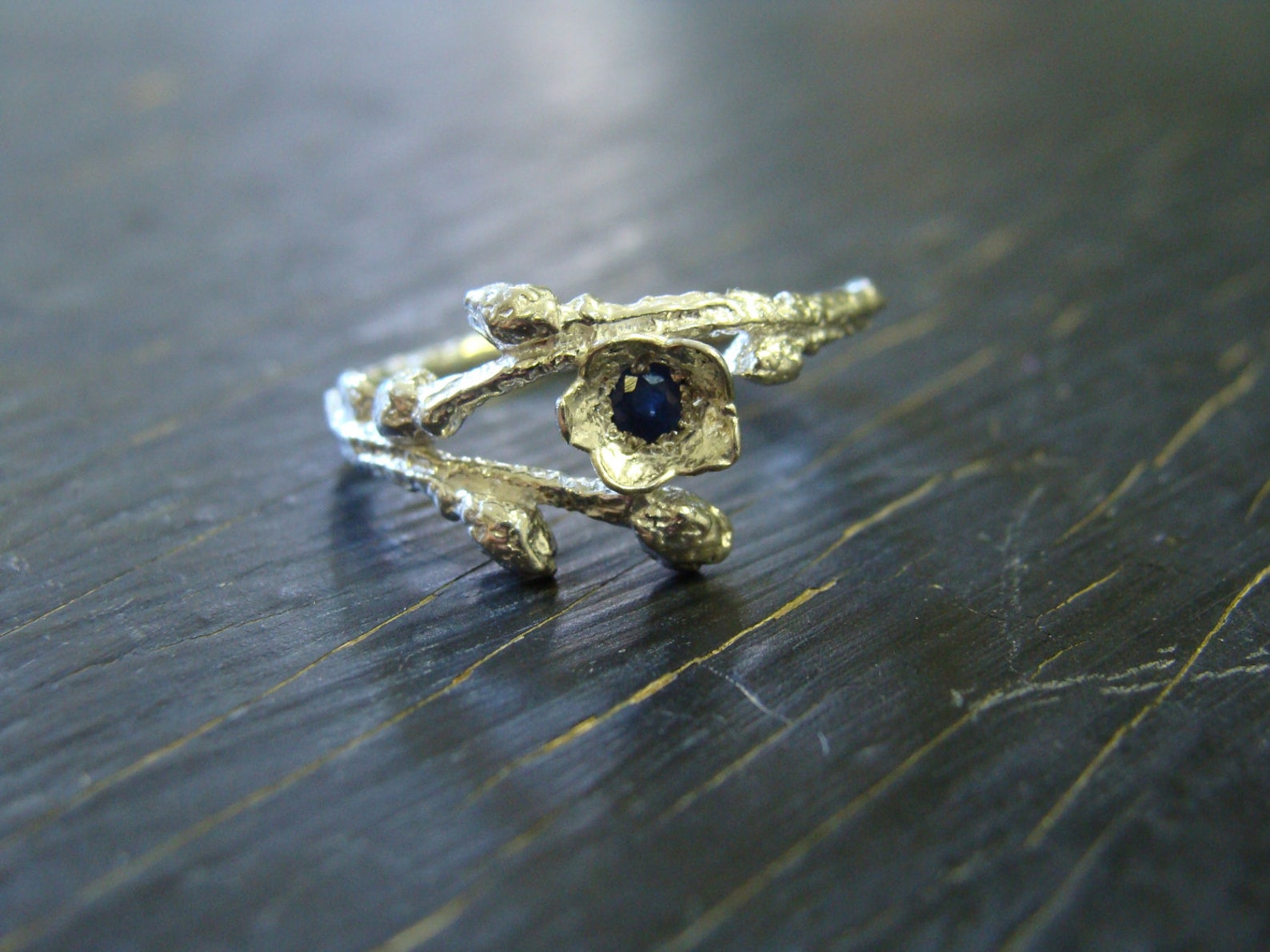 Wild Blueberry Branch & Bud Ring With Blue or White Sapphire - Etsy