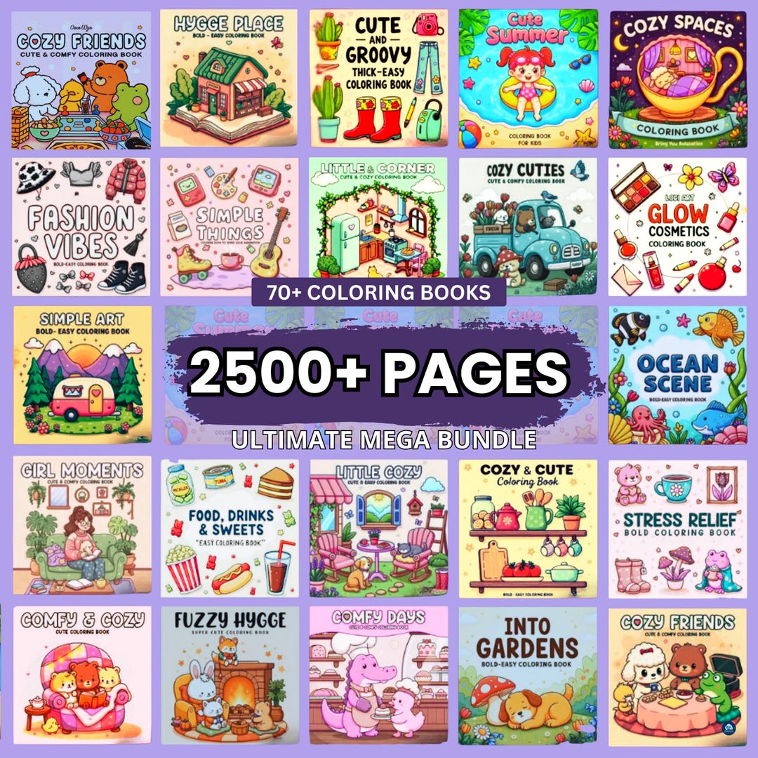 2500+ Coloring Pages Mega Bundle - Coloring Book Bundle - Girl Moments ...
