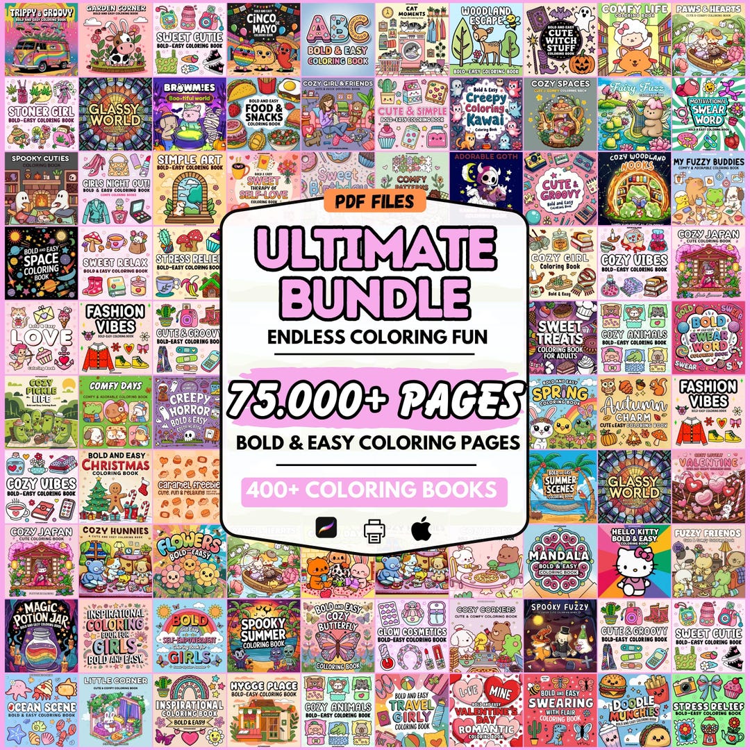75,000 Coloring Pages Mega Bundle, 400+ Coloring Books, Girl Moments ...