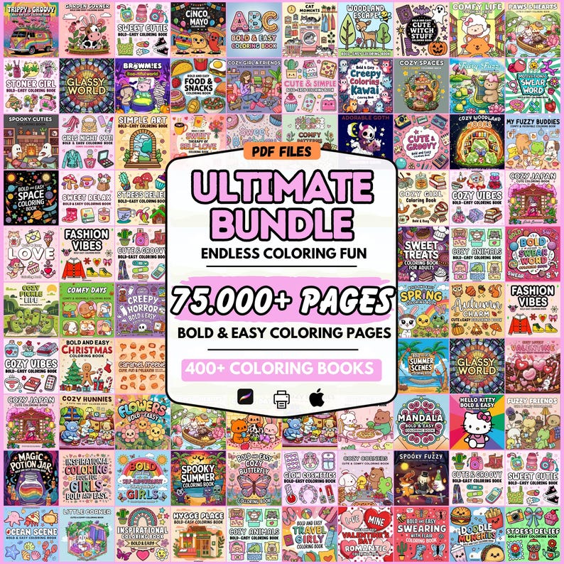 75,000 Coloring Pages Mega Bundle, 400+ Coloring Books, Girl Moments ...