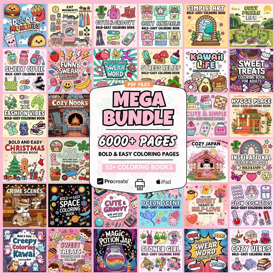 Buy 6000+ Coloring Pages Mega Bundle, Coloring Book Bundle, Girl ...
