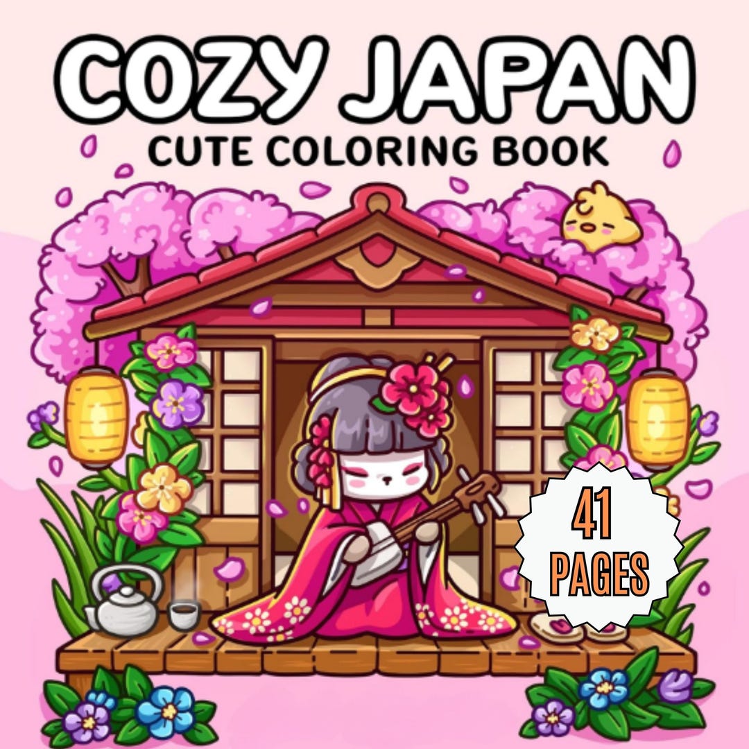 Coco Wyo Cozy Japan Digital Cute Coloring Book 41pages Instant Download ...