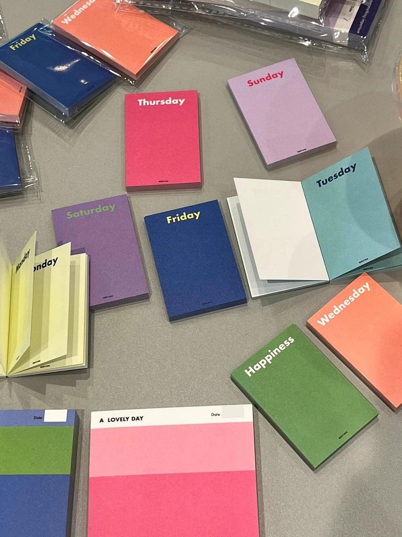 Retro Days of the Week Sticky Notes – Set of 8 Vibrant Notepads ...