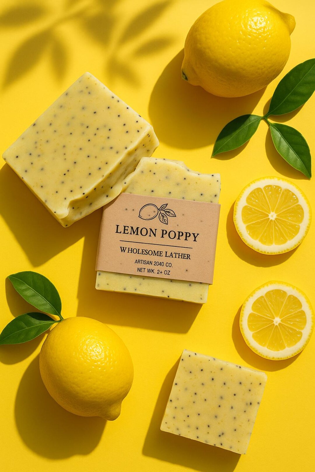 Poppy Sunshine Soap: Meyer Lemon, Shea Butter, Vegan - Etsy