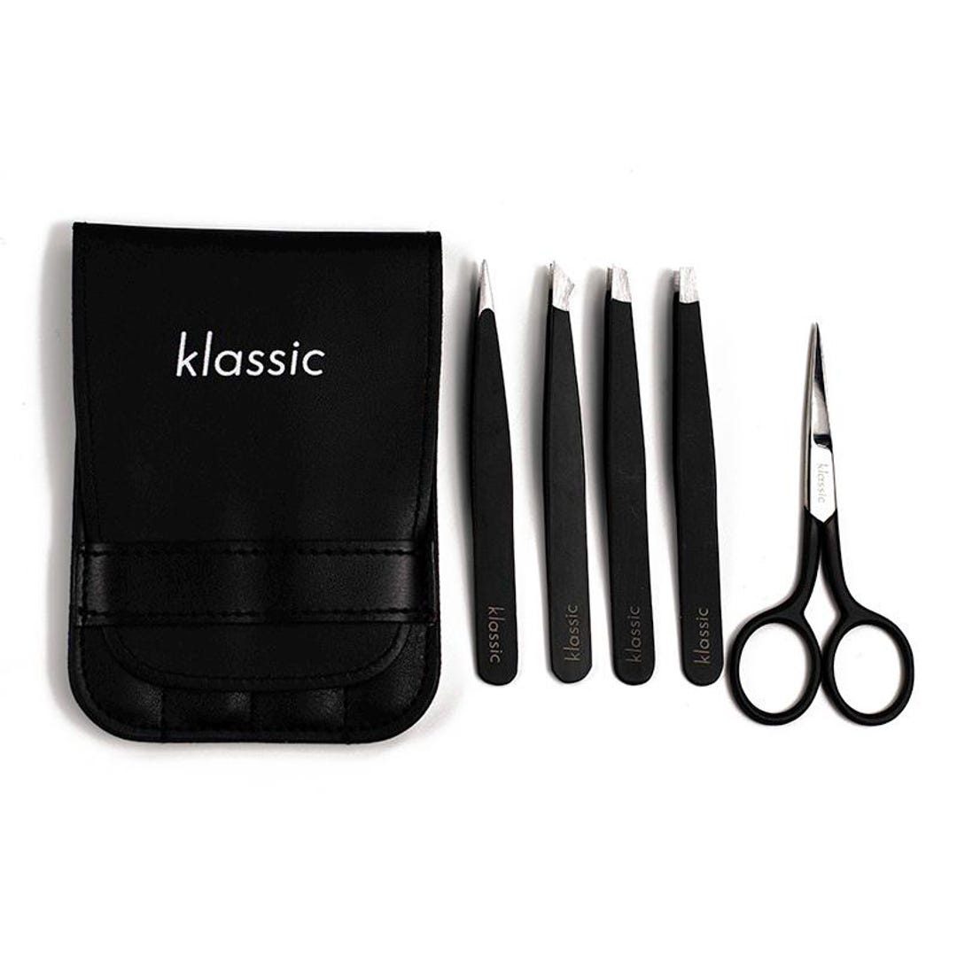 Klassic Eyebrow Grooming Kit, 5-piece Set With Case, Stainless Steel Tweezers, Scissors ...