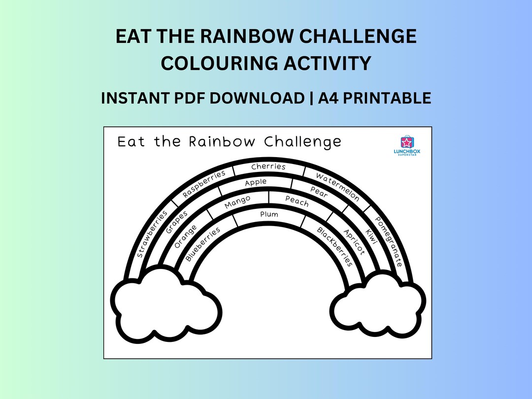 Eat the Rainbow Colouring Challenge Printable | Kids Coloring Activity ...