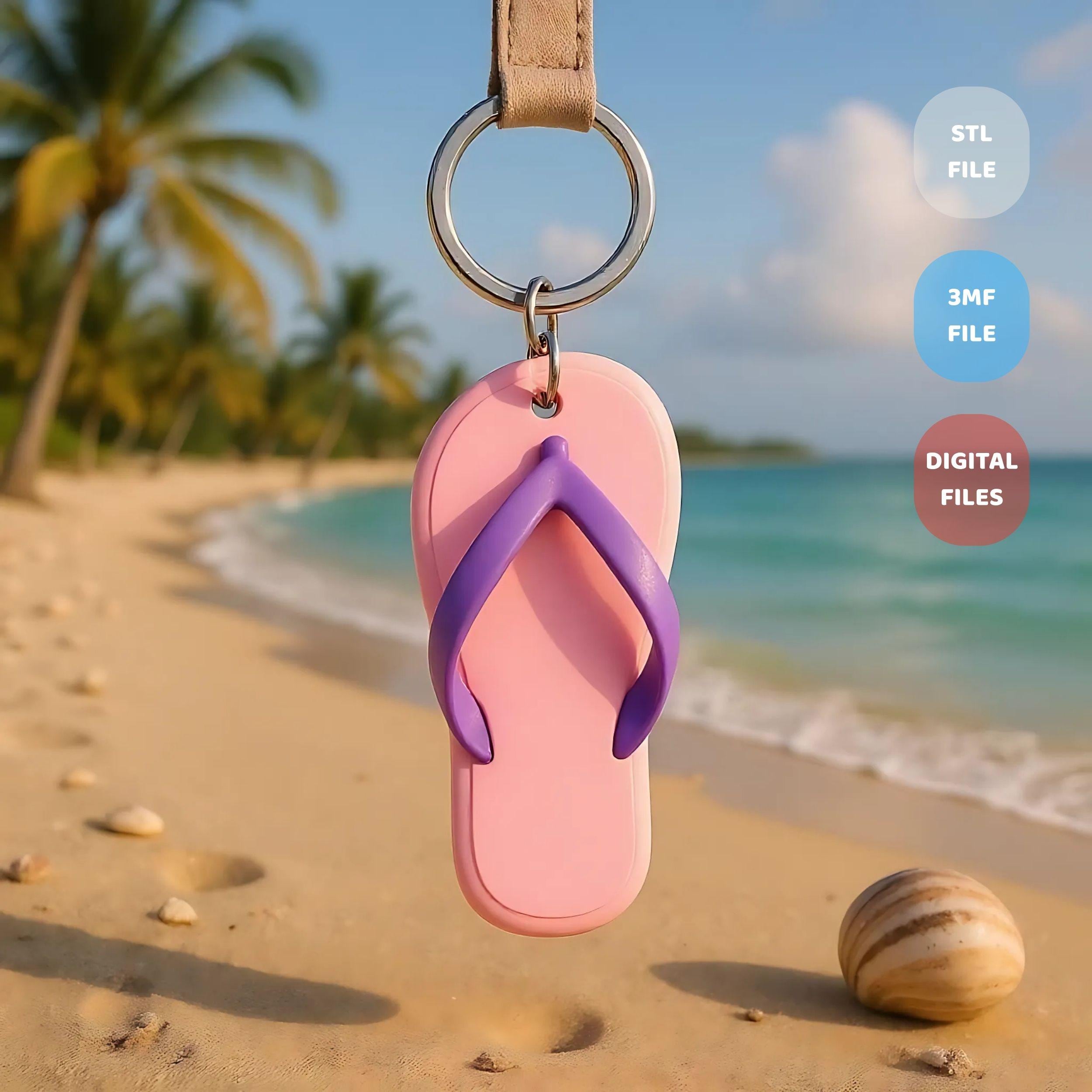 Flip Flop Keychain 3D STL File - Sandal Keychain - Bag Charm 3D ...