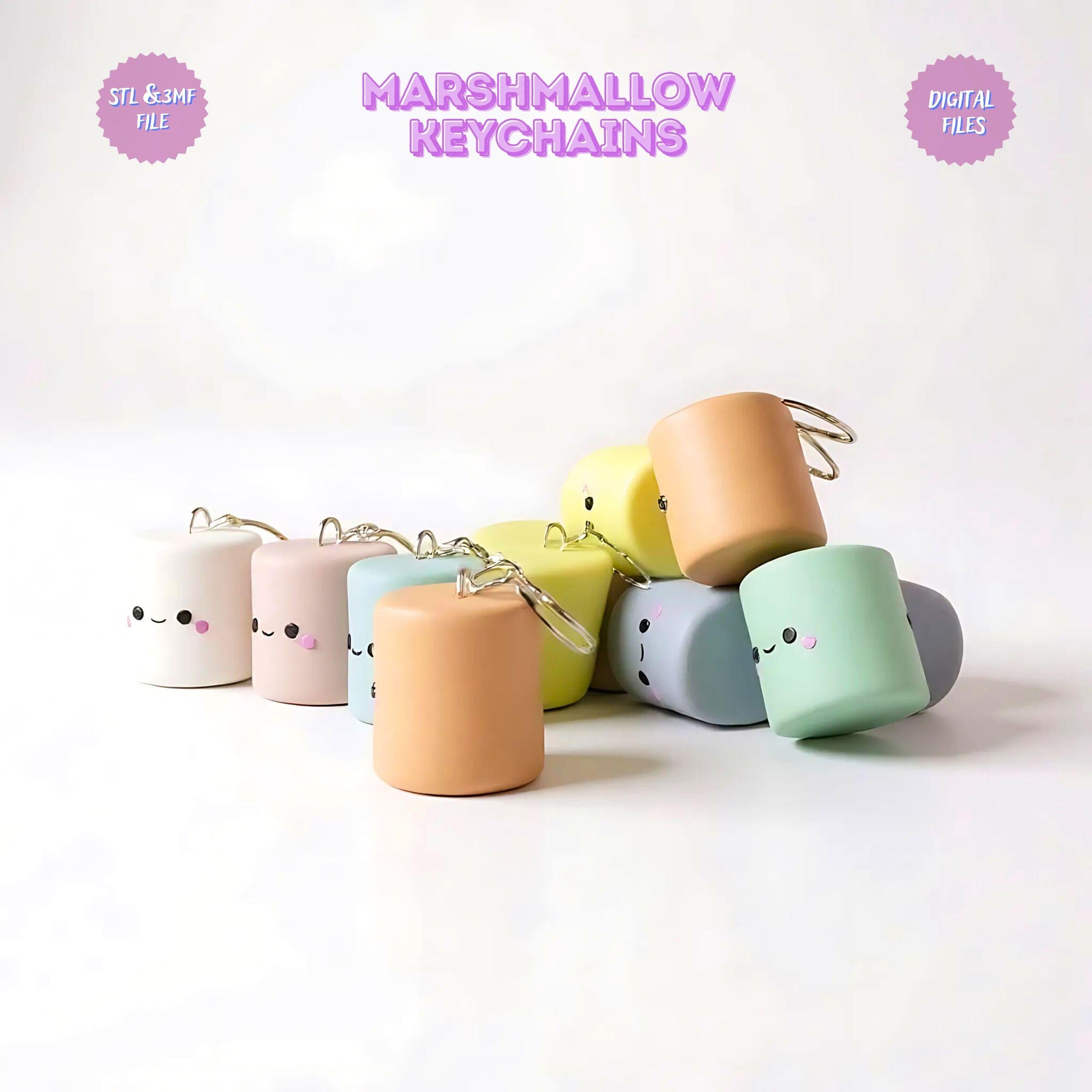 Marshmallow Keychain 3D STL File - Cute Kawaii Bag Charm Printable ...