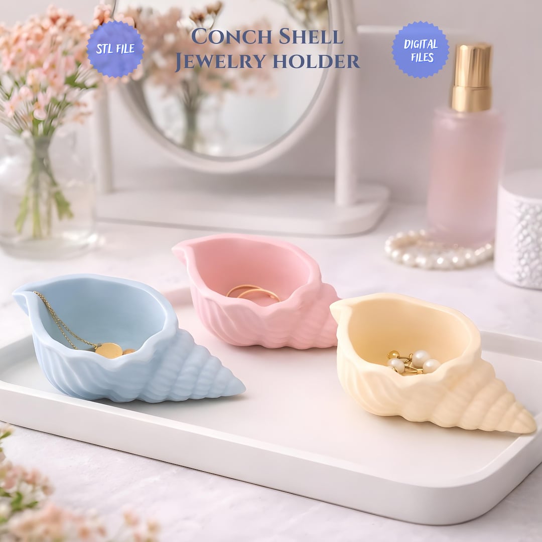Conch Shell Jewelry Holder STL File - 3D Printable Conch Dish Home ...