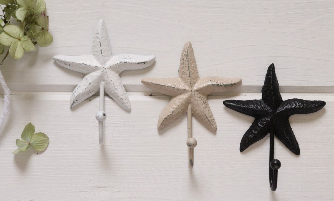 Wall Hook, Starfish Wall Hook Painted Cast Iron Starfish Hook, Key Hook ...