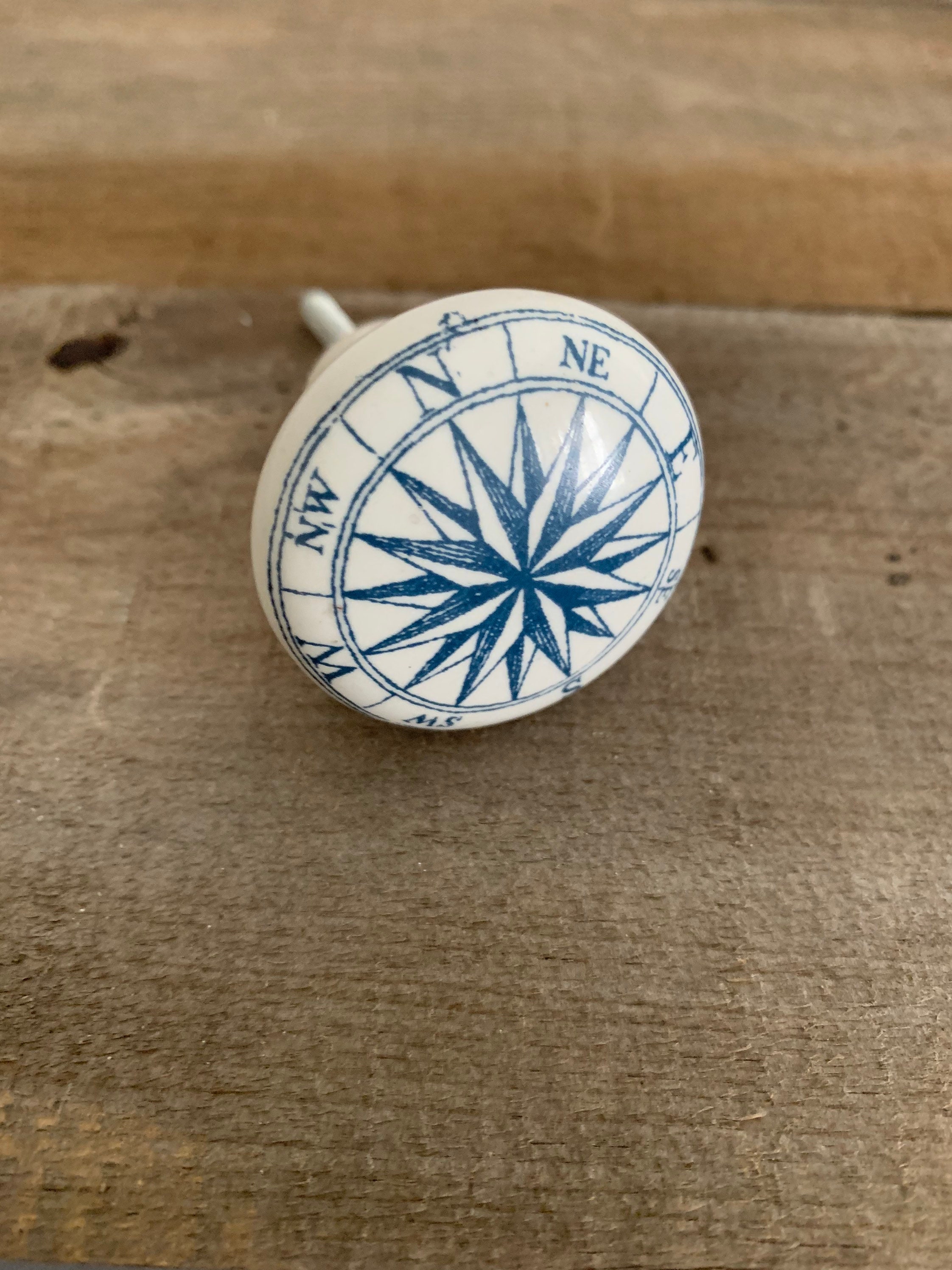 Compass Drawer Knobs - Nautical Drawer Knobs, Blue and White Nautical ...