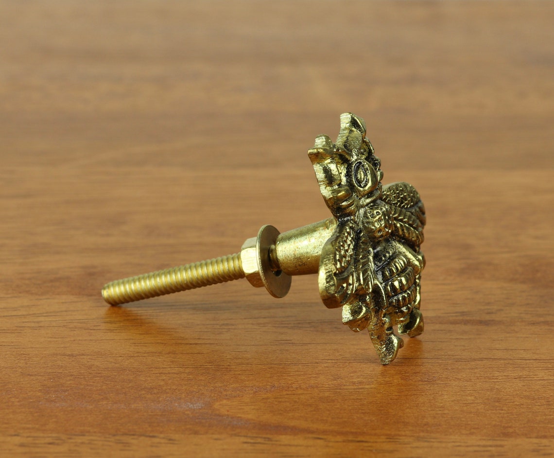 Antique Gold Bumble Bee Drawer Knobs - Metal Bee Cabinet Knobs, Brass Drawer Pulls, Rustic ...