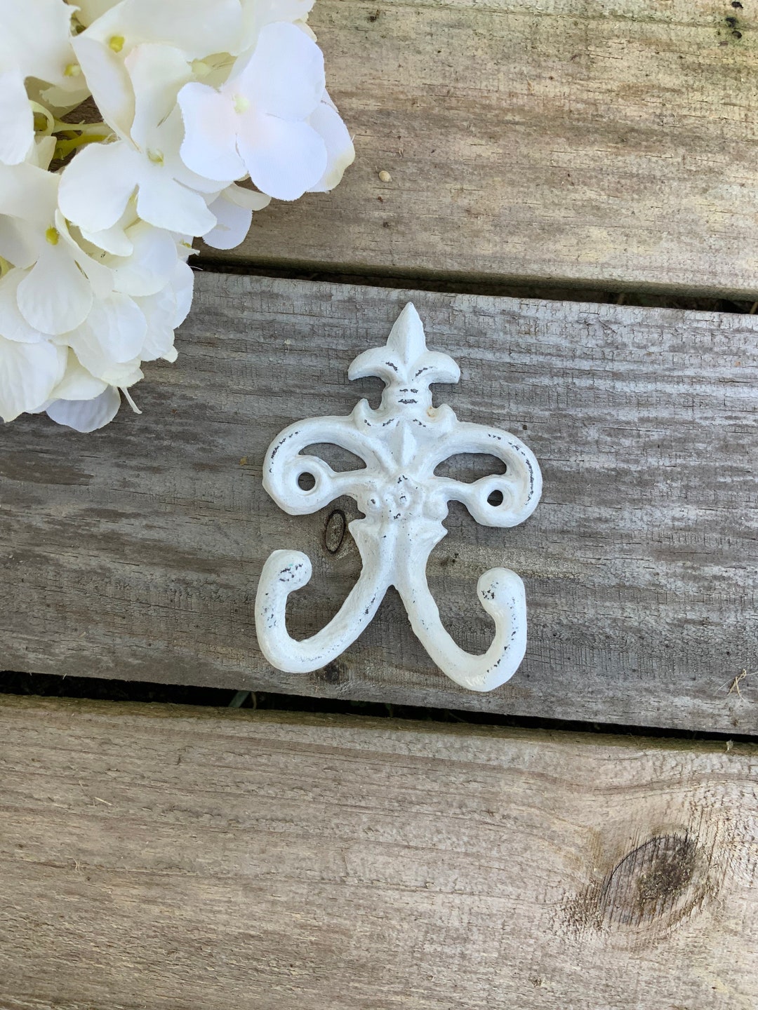 Painted Wall Hook Cast Iron Painted Hook Double Wall Hook Fleur De Lis ...