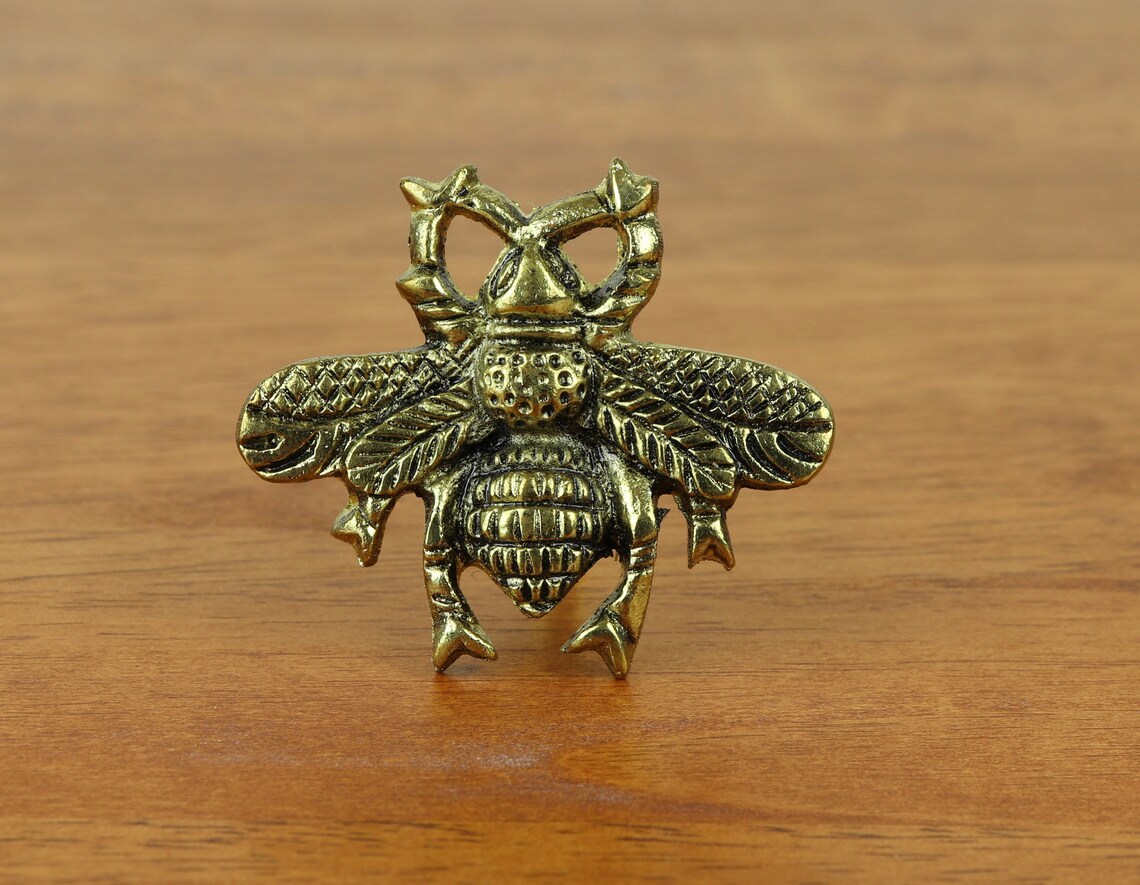 Antique Gold Bumble Bee Drawer Knobs - Metal Bee Cabinet Knobs, Brass ...