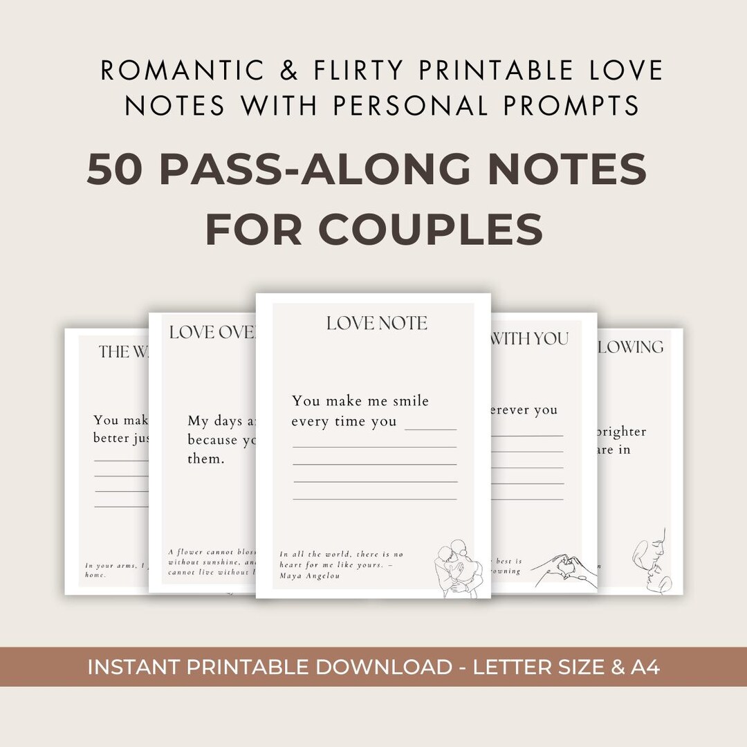 50 Pass-along Notes for Couples – Romantic & Flirty Printable Love ...