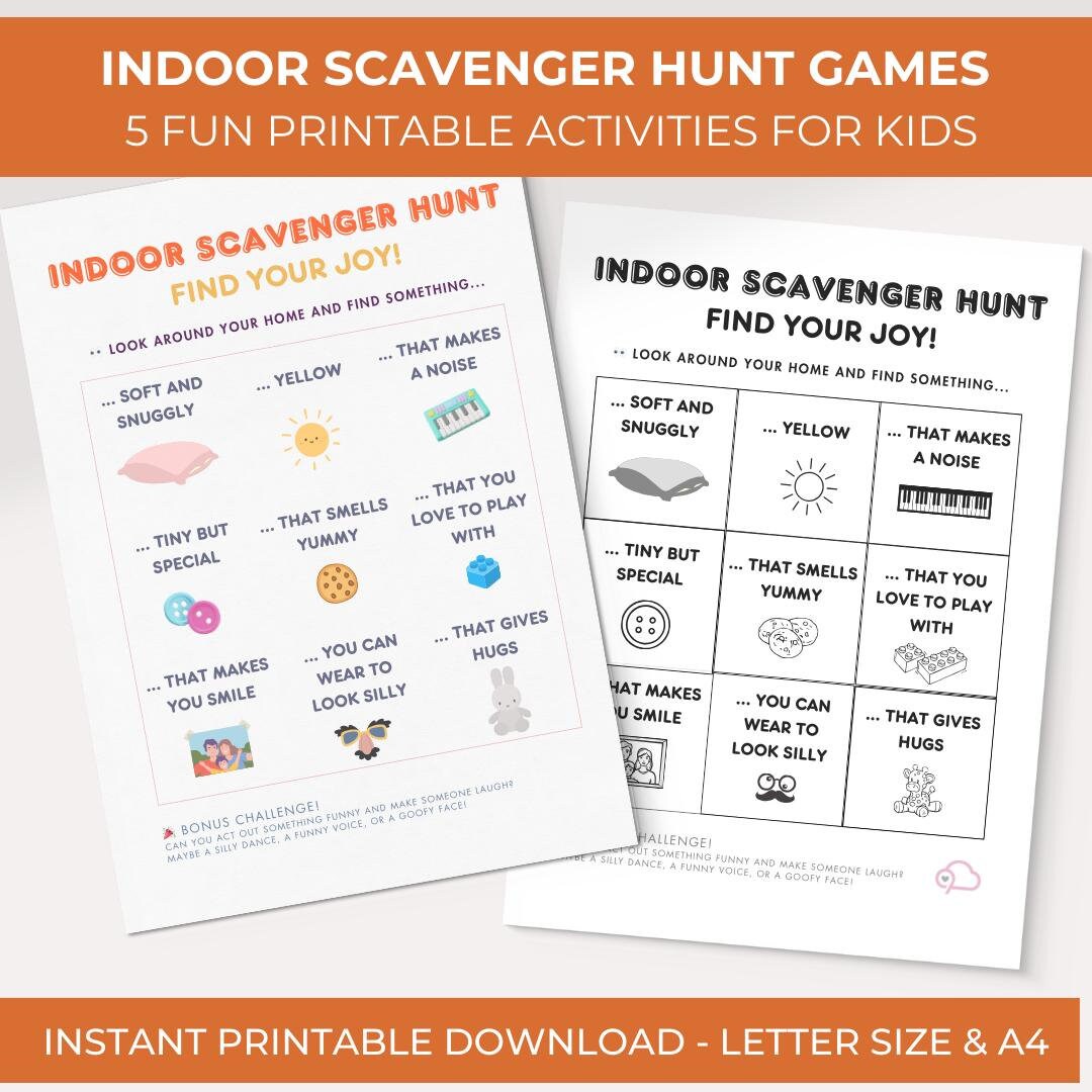 Indoor Scavenger Hunt Game | 5 Printable Activities for Toddlers ...