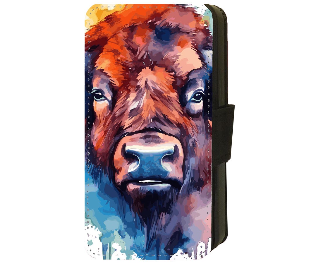 Bison Cow Cattle Watercolour Flip Phone Case Gift for Apple iPhone 4 5 ...