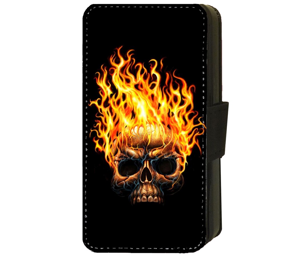 Skull Fire Gothic Death Dark Flip Phone Case Gift for Apple iPhone 6 7 ...