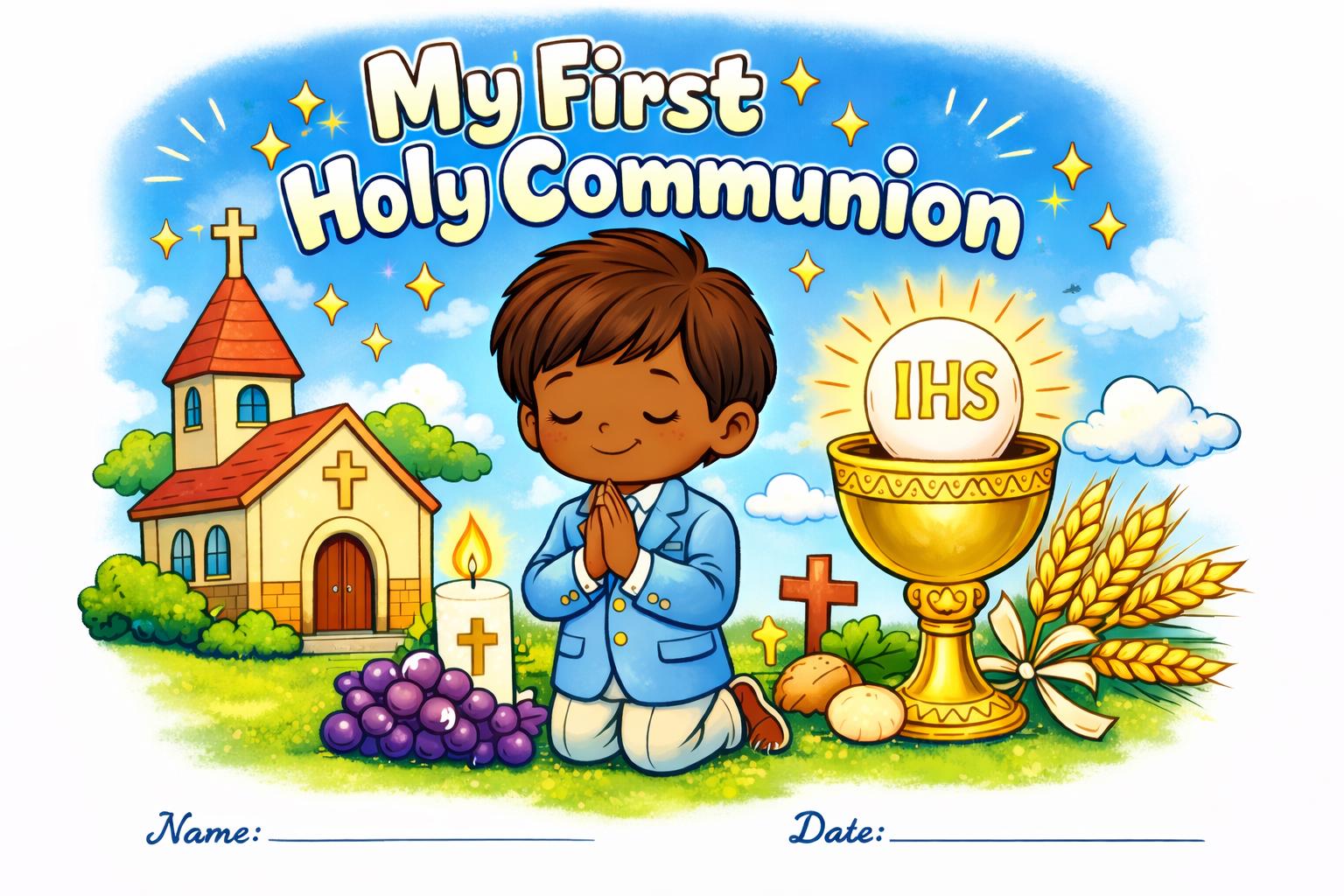 First Holy Communion Certificate Award (instant Download) - Etsy