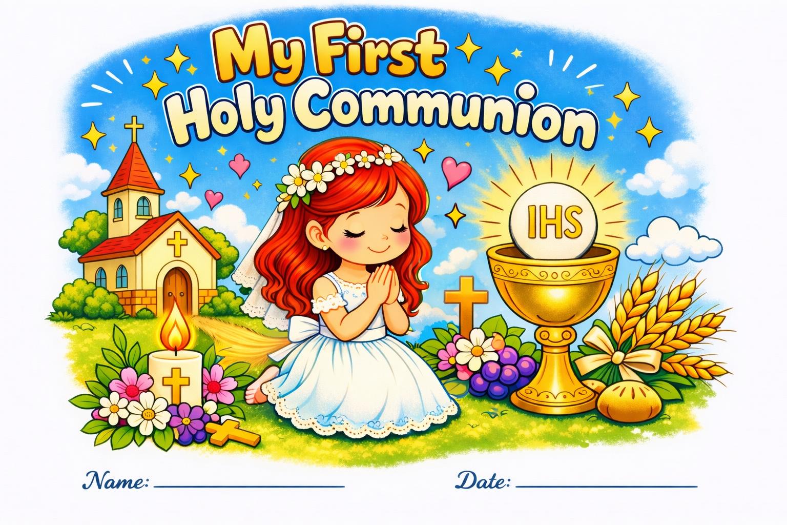First Holy Communion Certificate Award (instant Download) - Etsy