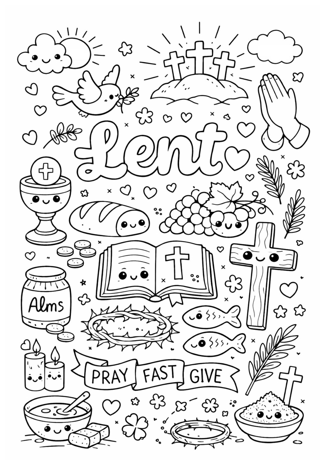 Lent Colouring Pages, Kids Activity, Classroom Instant Download A4 - Etsy