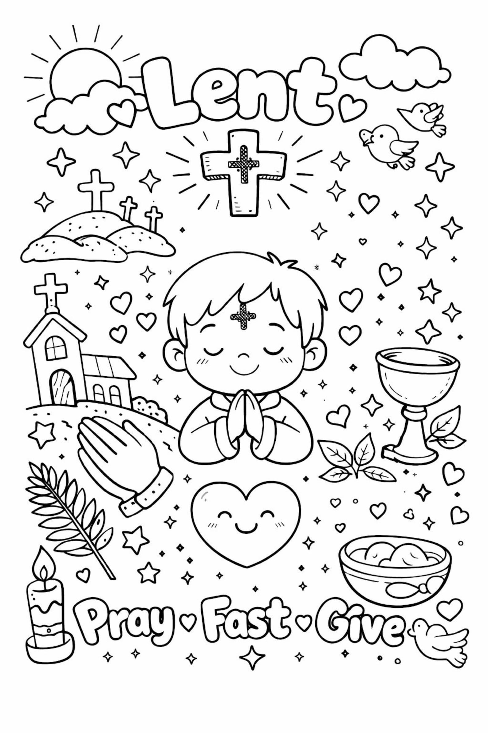 Lent Colouring Pages, Kids Activity, Classroom Instant Download A4 - Etsy