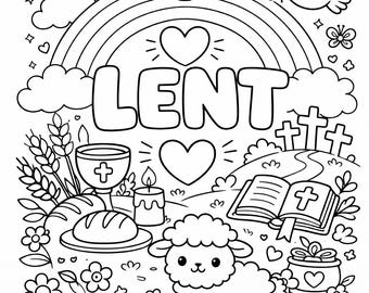 Lent Colouring Pages, Kids Activity, Classroom Instant Download A4 - Etsy